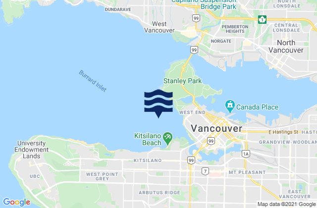 English Bay Tide Times, High & Low Tide Table, Fishing Times | CA