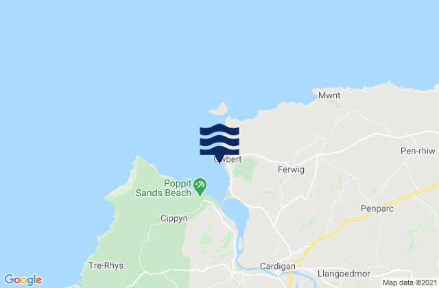 Gwbert-on-Sea Beach Tide Times, High & Low Tide Table, Fishing Times | GB