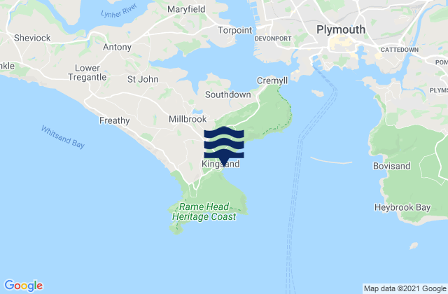 Kingsand Bay Beach Tide Times, High & Low Tide Table, Fishing Times | GB