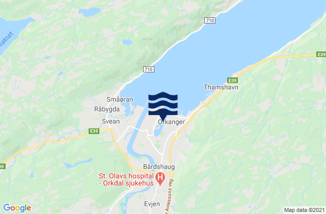 Orkanger Tide Times, High & Low Tide Table, Fishing Times | NO