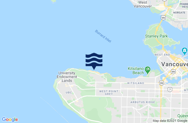 Spanish Banks Tide Times, High & Low Tide Table, Fishing Times | CA